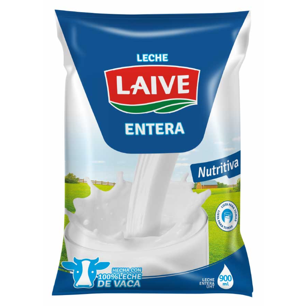 leche entera uht laive - bolsa 900ml